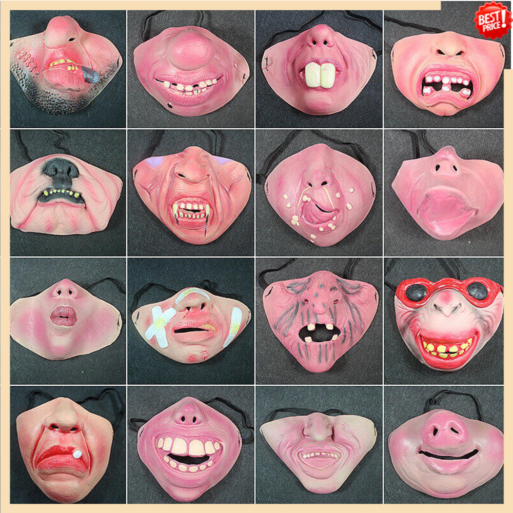 High Quality Men Women Funny Half Face Mask Big Teeth Smile Latex Masks ...