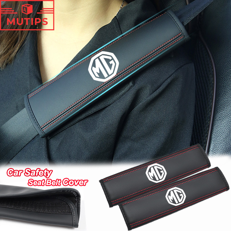 2Pcs/Set MG Car Seat Belt Cover Leather Shoulder Cushion Safety Belts ...
