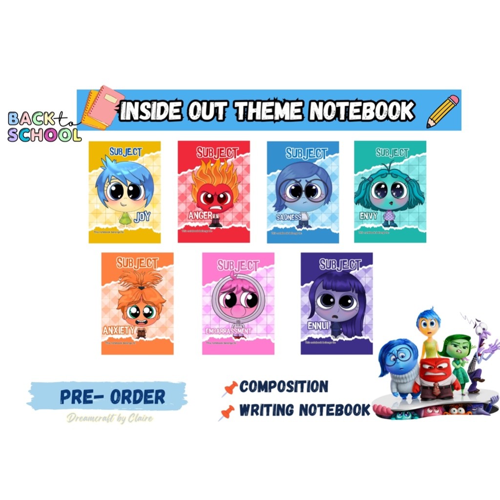 PREORDER INSIDE OUT- Themed Notebooks for Kinder, Prep, Nursery, Grade1 ...