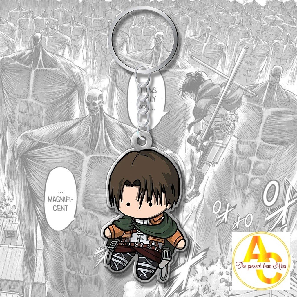 Attack on Titan anime keychain chibi character Eren Yeager Levi ...