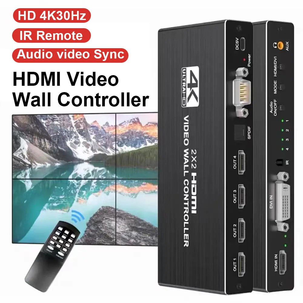 4K DVI HDMI Video Wall Controller 2x2 1X2 1X4 1X3 2X1 3x1 4X1 Multi ...