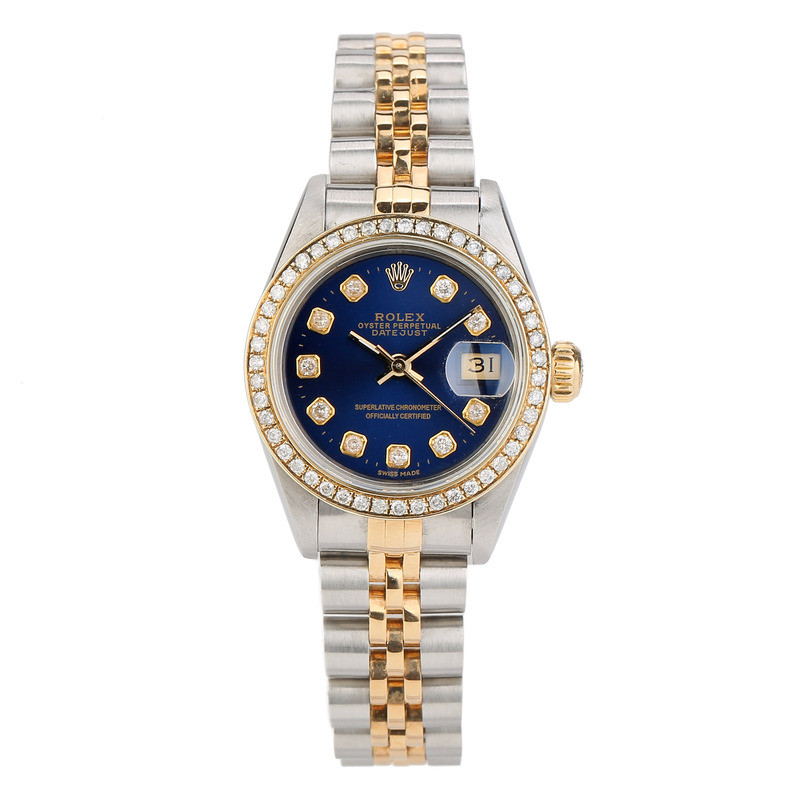 Rolex 69173 Log Type Blue Disc 18K Gold Back Diamond Automatic ...