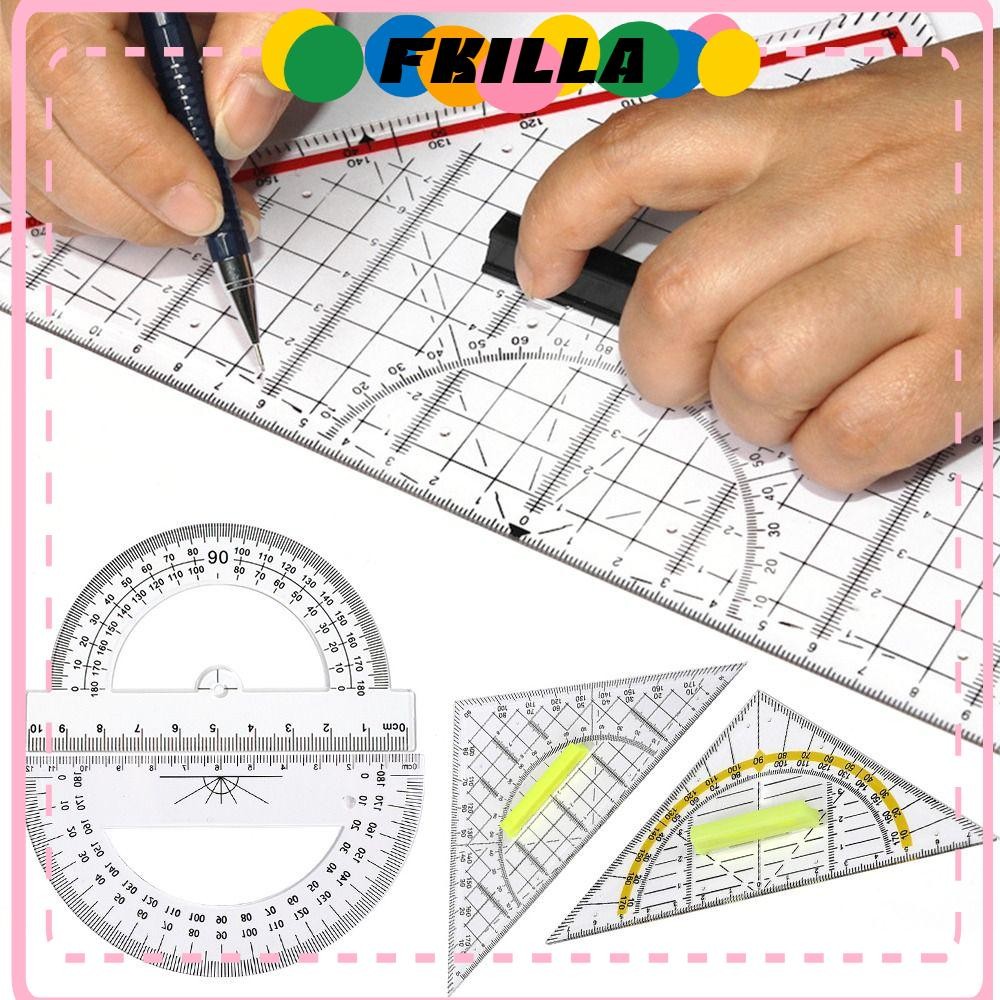 FKI Set Square, Plastic Drafting Tools Triangle Ruler, Multi-function ...
