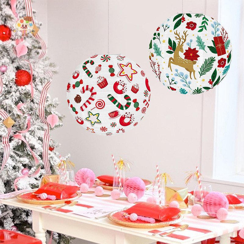 LON Christmas Hanging Lantern Chinese Paper Ball Lampion Christmas ...