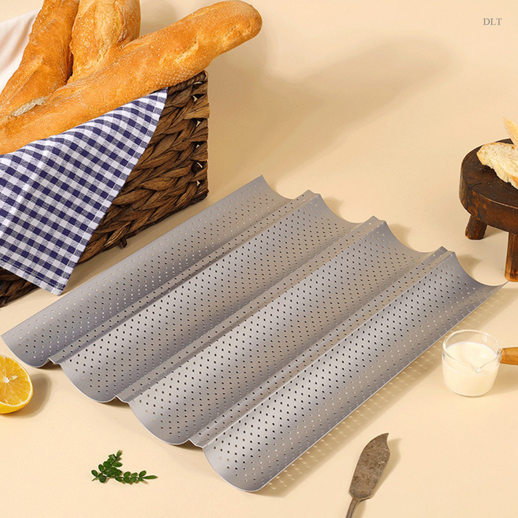 DL TCY 2/3/4 Wave Nonstick Perforated French Bread Baking Pan Carbon ...