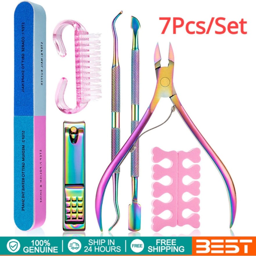 7pcs Manicure Tools Set Manicure Stainless Steel Nail Clipper Steel ...