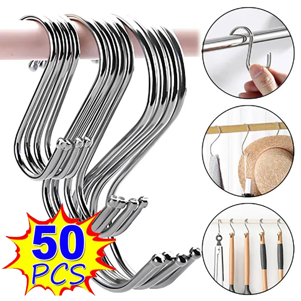 Stainless Steel S-shaped Hook - Kitchen Bedroom Bathroom Railing S ...