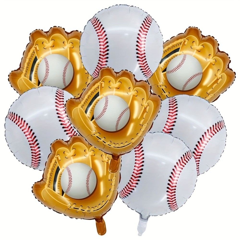 8Pcs Baseball Themed Party Balloon Set Baseball Glove Balloons ...