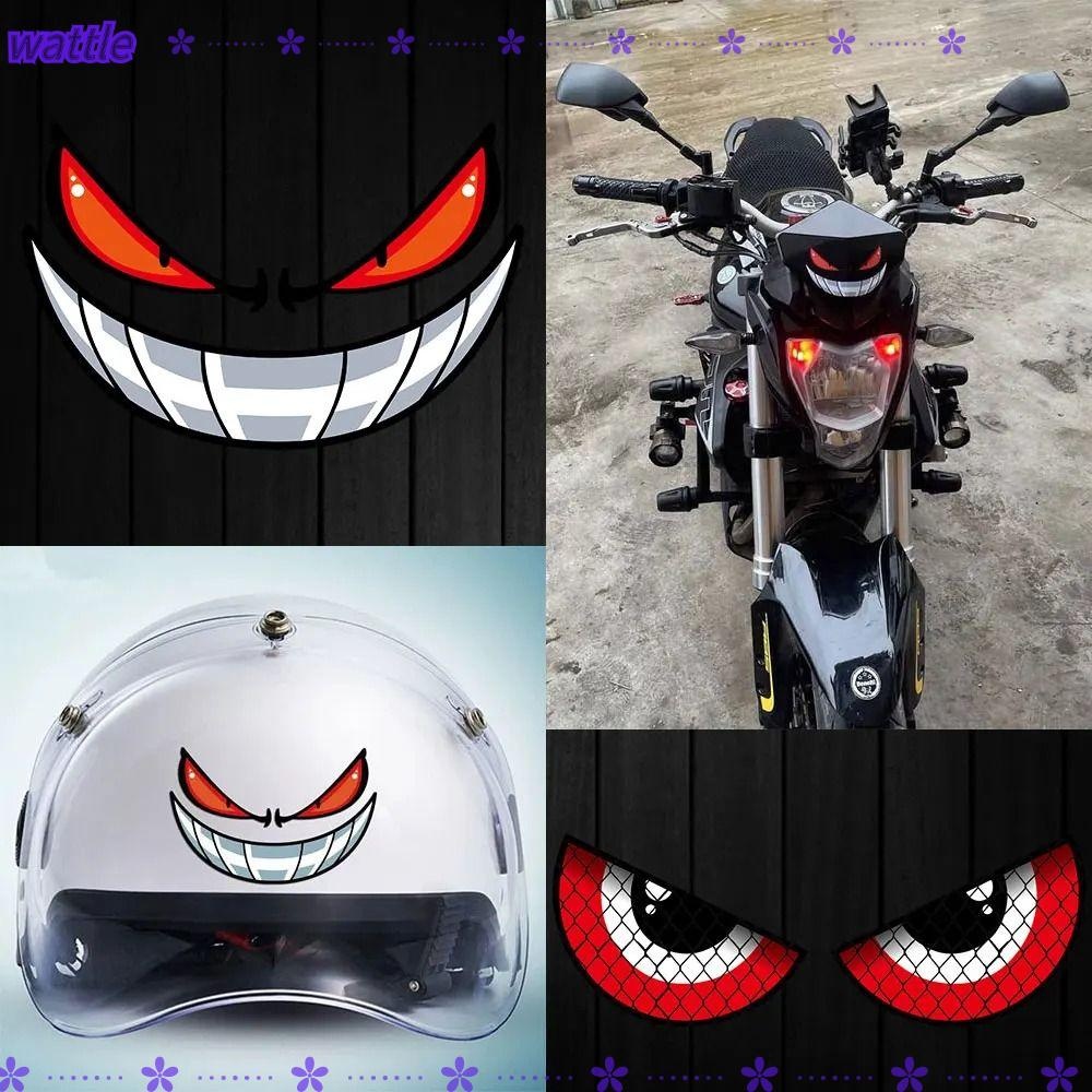 WATTLE Moto Reflective Eye Stickers, Red Yellow Eyes Shape Electric ...