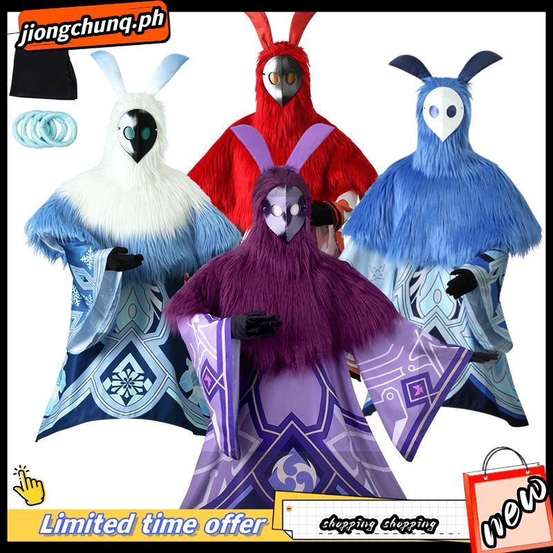 Genshin Impact Abyss Mage Cosplay Face Set Costume Water Fire Ice Mine ...