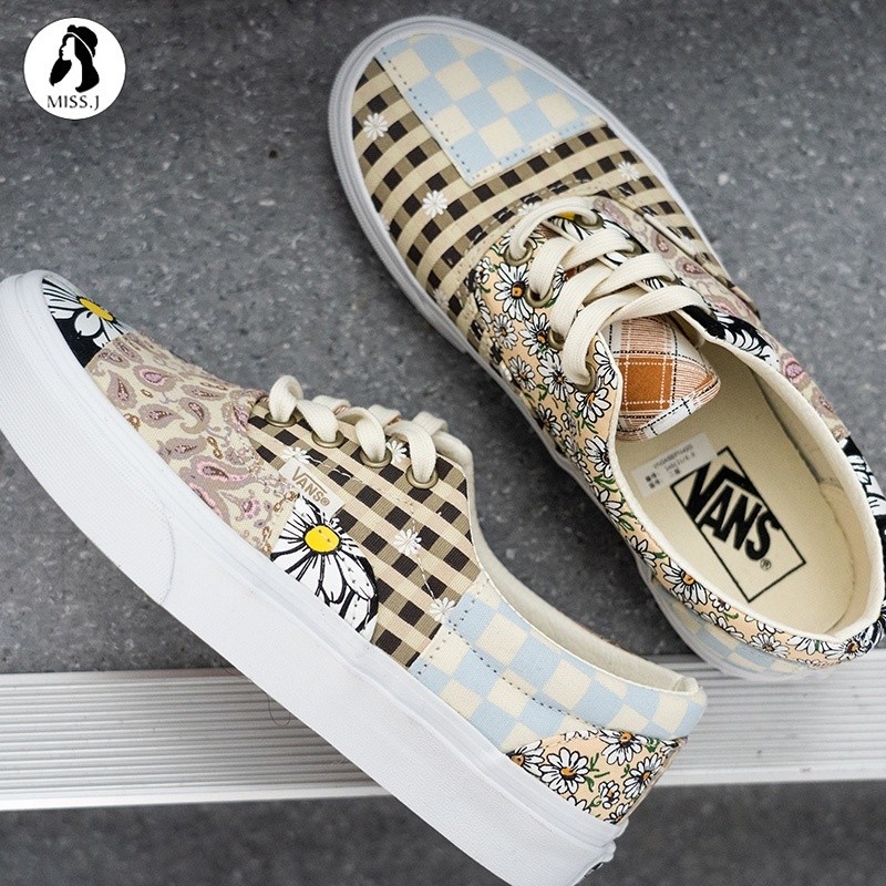 Y8A2 qazFast COD Vans Era OS Era Oldskool 2.0 White Daisy Cashew Print ...