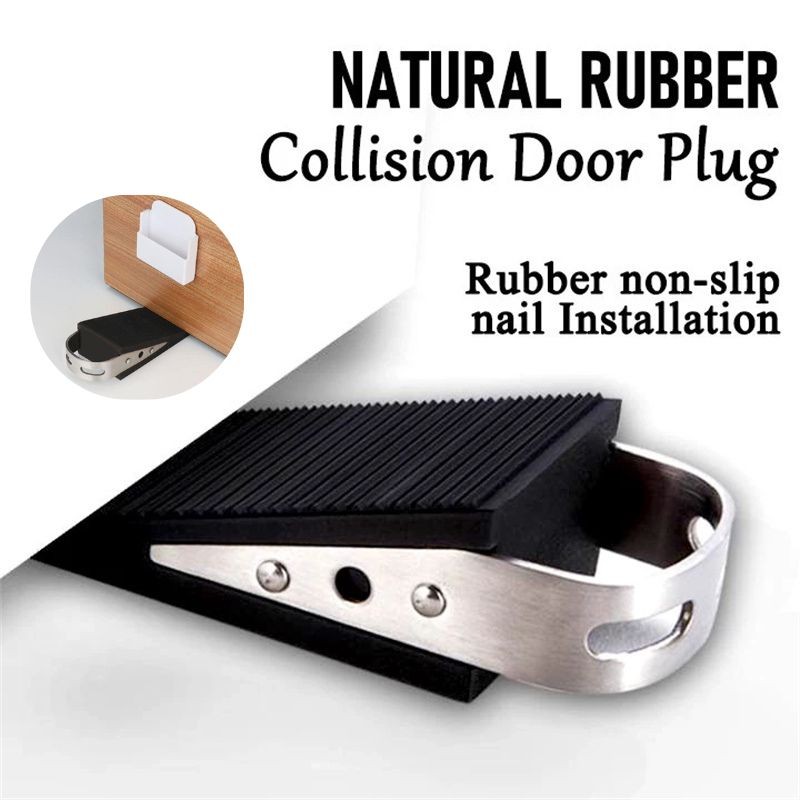 1Pc Door Stopper Rubber 304 Stainless Steel Gate Wedge Anti-Punch Kids ...
