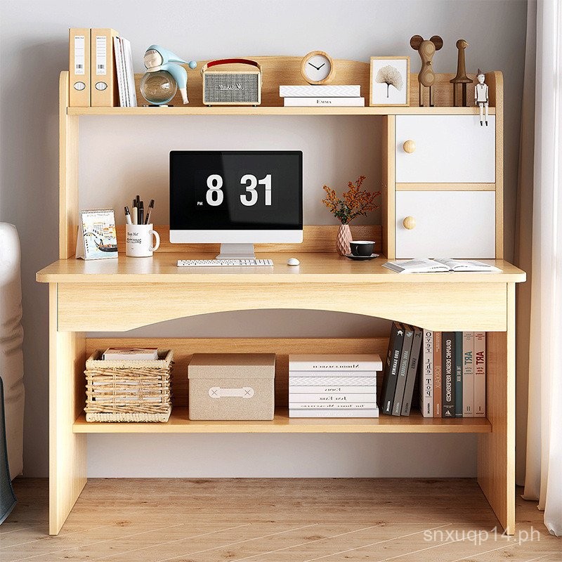 Computer Desk Desktop Simple Home Desk Bookshelf Integrated Bedroom ...