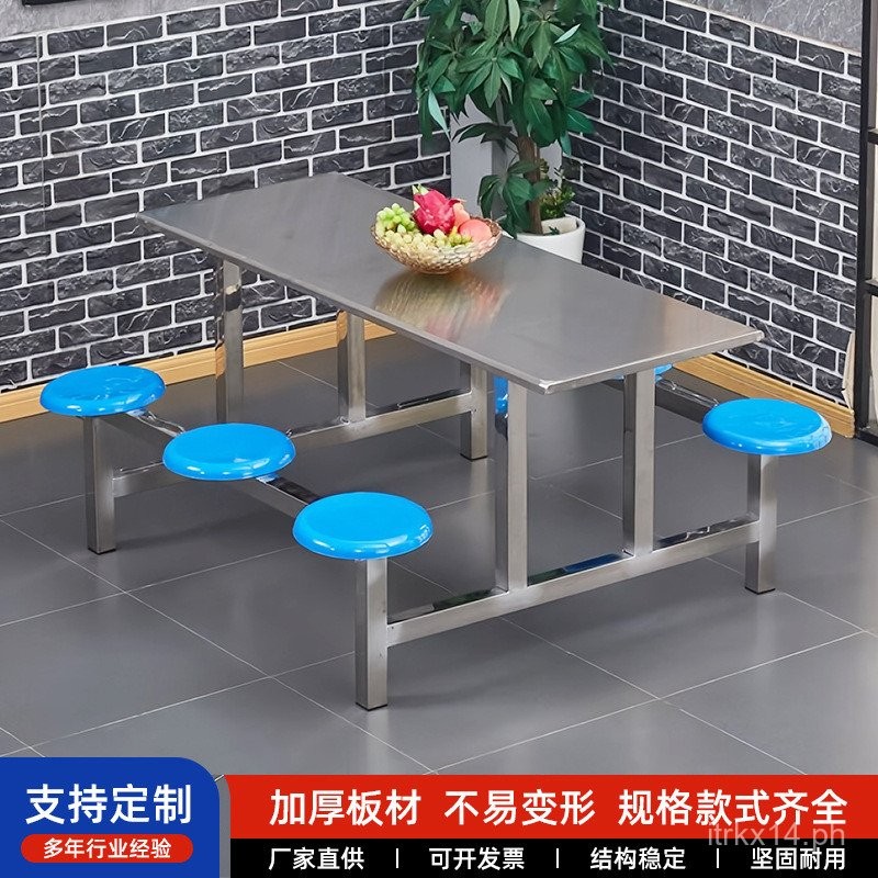304Stainless Steel Dining Table and Chairs Canteen Staff Restaurant ...