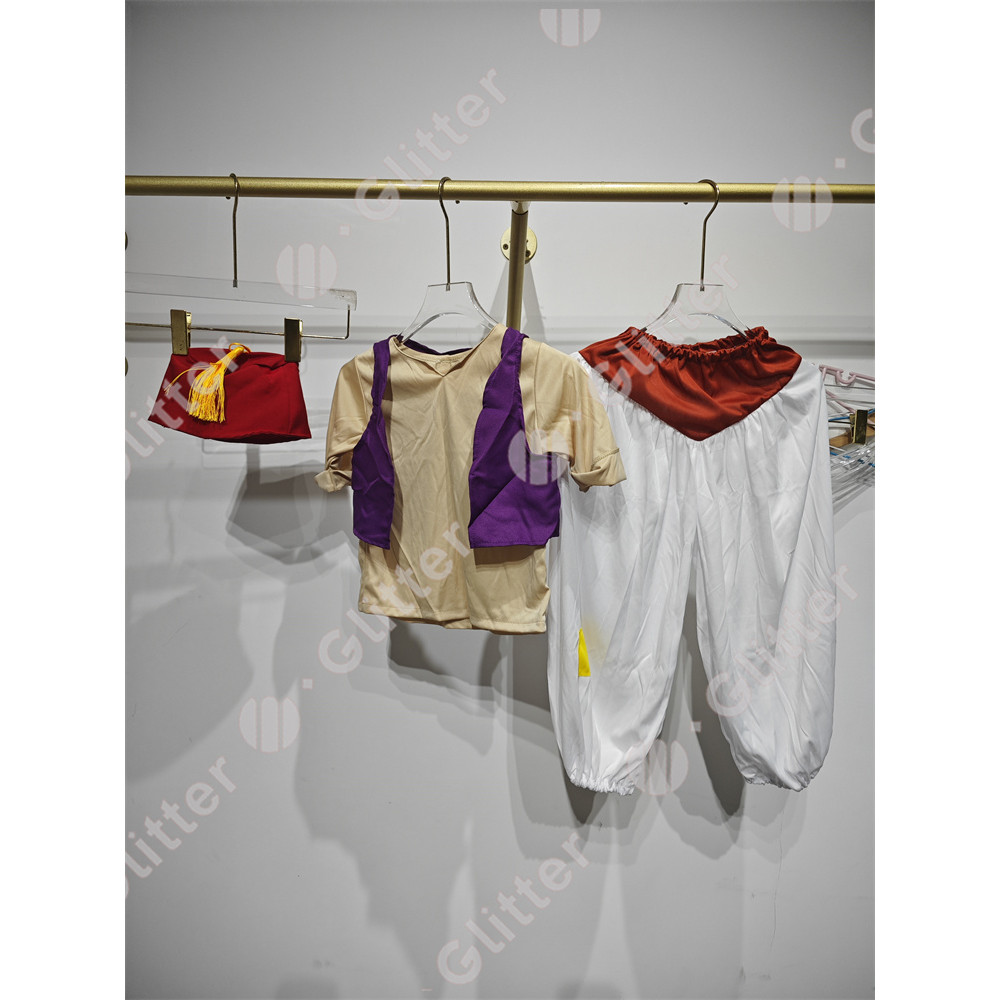 Movie Aladdin Costume for Kids Boy Adam Arab Prince Tops Pants Hat Lamp ...