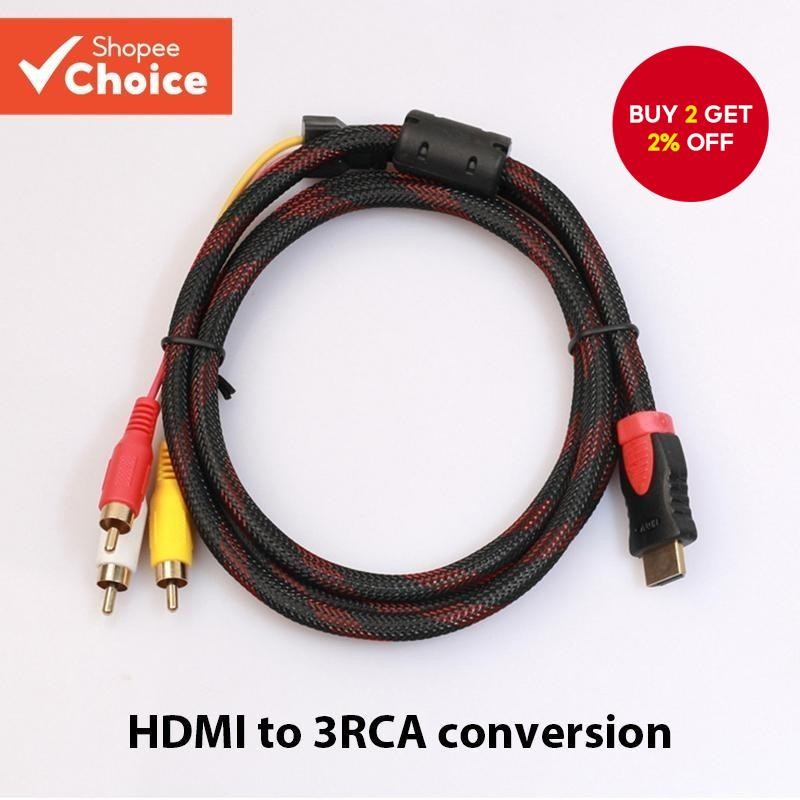 1.5M 1080P HDTV HDMI Male to 3RCA Audio Video AV Male Cable Cord ...