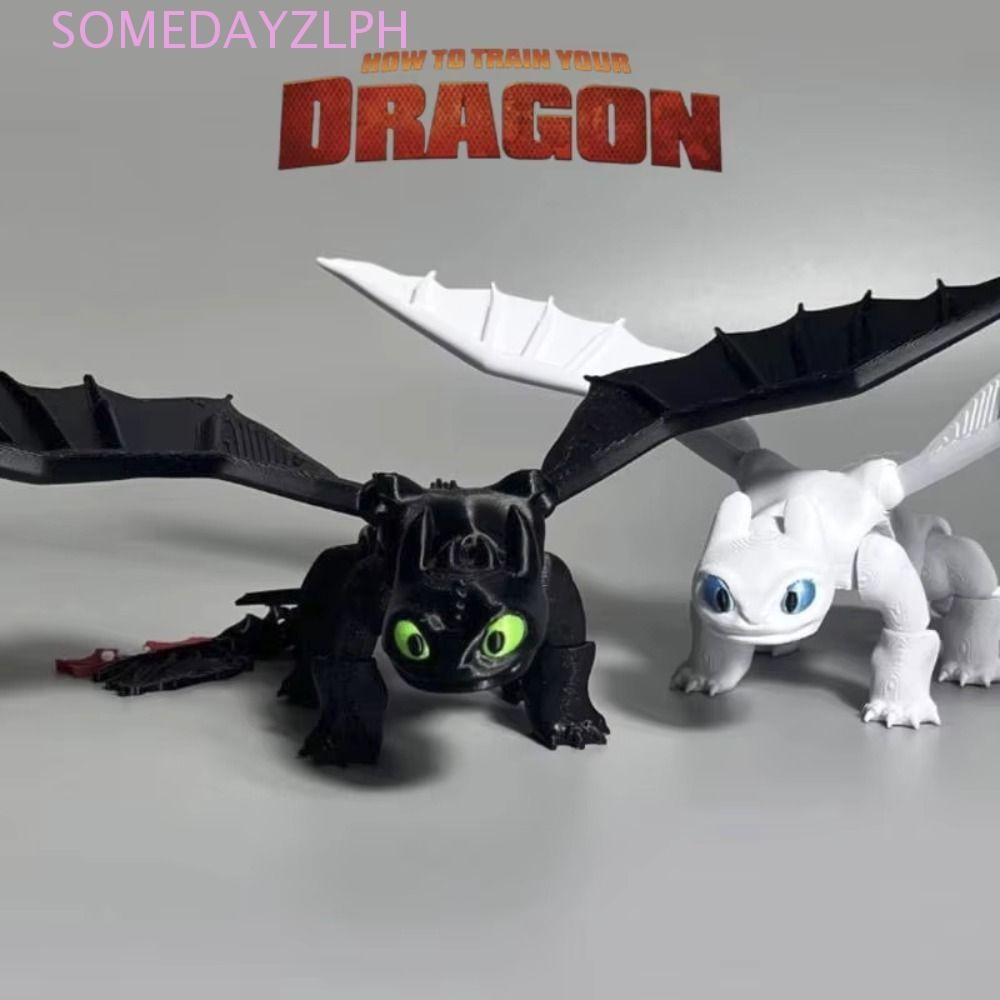 SOMEDAYZL 3D Toothless Dragon Figure, Cartoon Lovely Night Fury Dragon ...