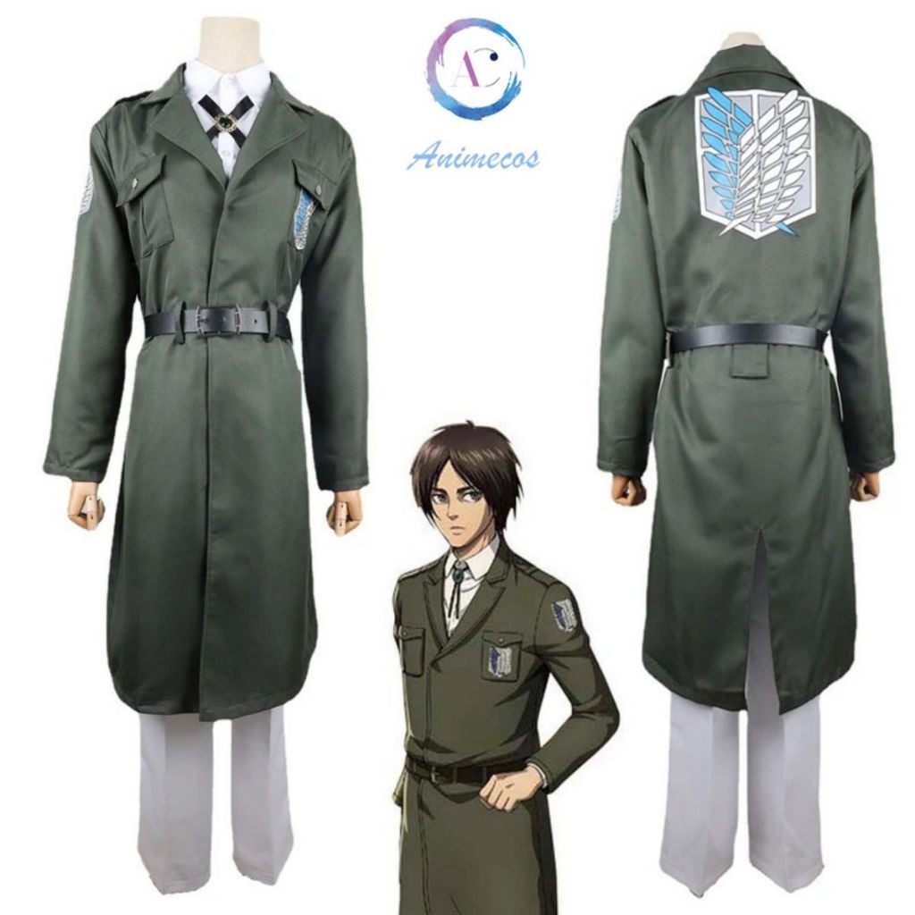 Attack on Titan Eren Levi Cosplay Costume Scout Battalion Jacket Coat ...