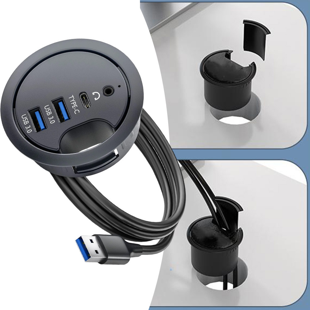 [CFU] Desk Grommet Hub USB 3.0 Hub Dual Port Audio Interface for ...
