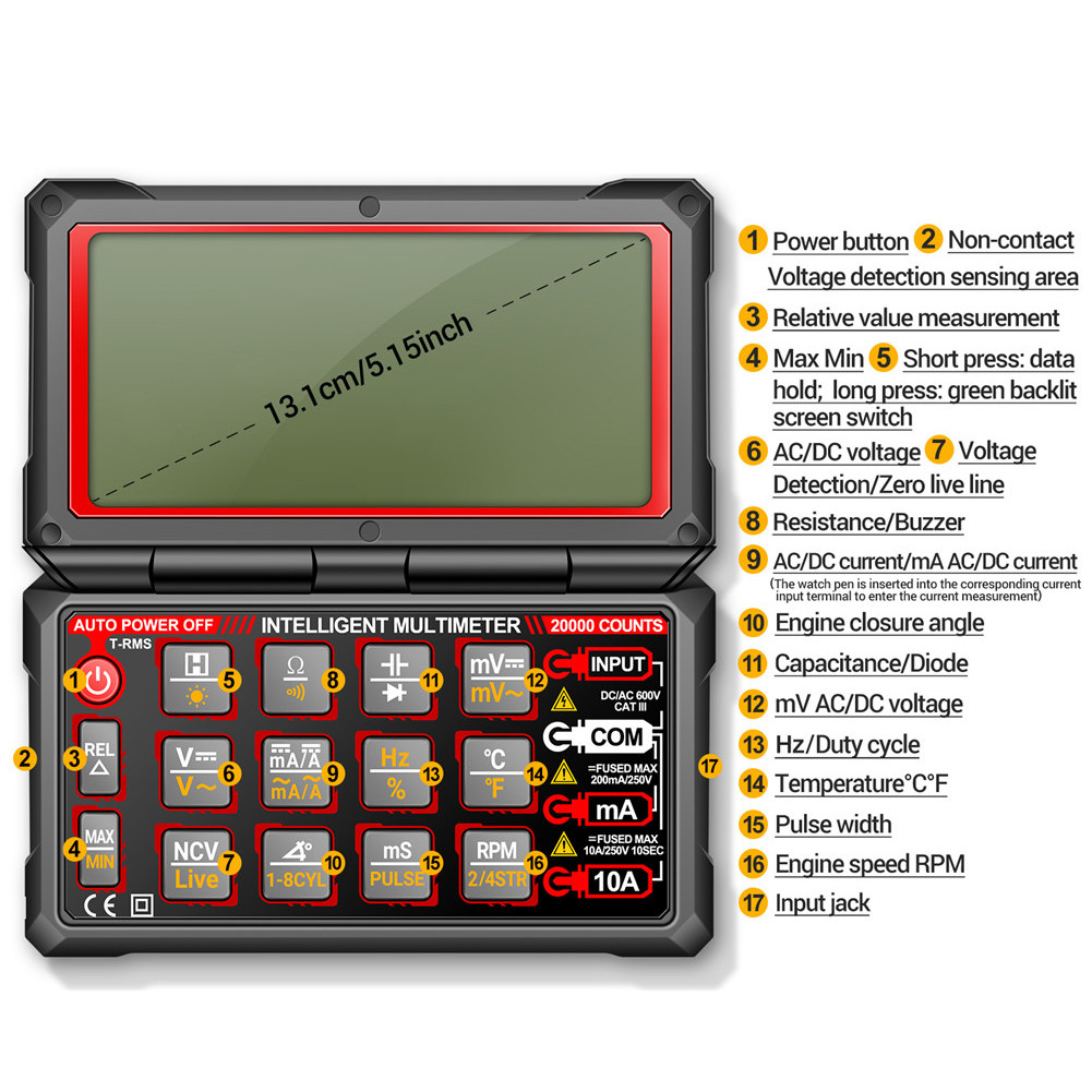 Digital Auto Repair Multimeter NCV AC/DC Voltage/Current Tester (High ...