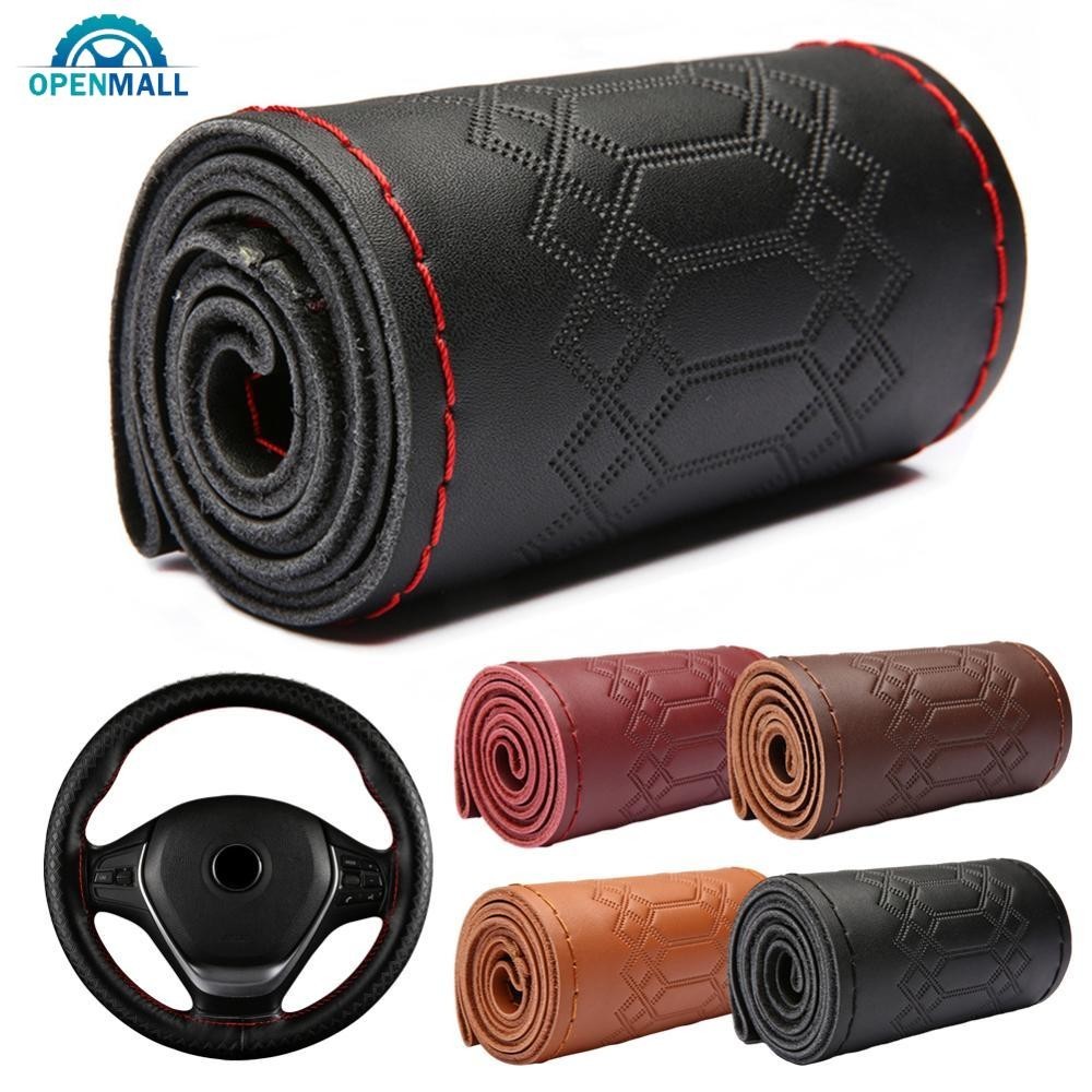OPENMALL Car Steering Wheel Cover Leather DIY Hand Sewn Embossed ...