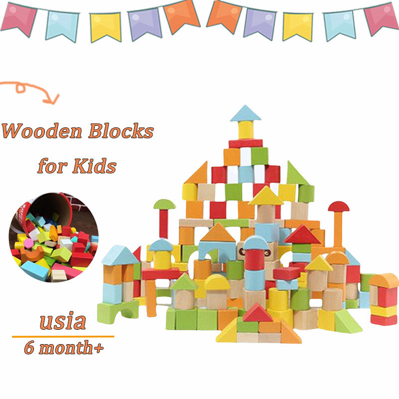 Children's Building Blocks Wooden Toys Early Education Particles ...