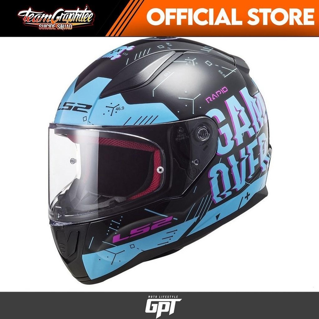 LS2 Motorcycle Full Face Helmet FF353XV Rapid Player Graphics (w/ Extra ...