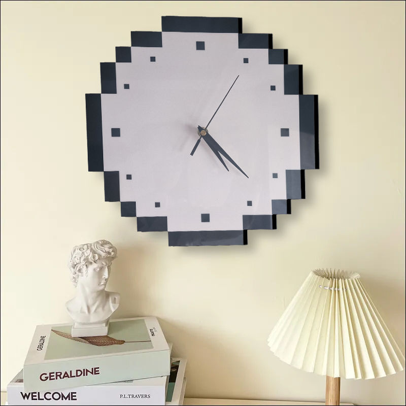 Pixel Style Clock, Minecraft Personality Wall Clock, Simple Art Room ...