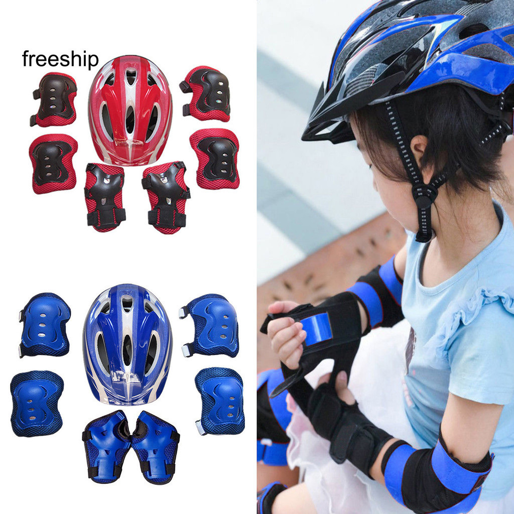 FON-Kids Children Roller Skates Bike Safety Helmet Knee Elbow Wrist ...