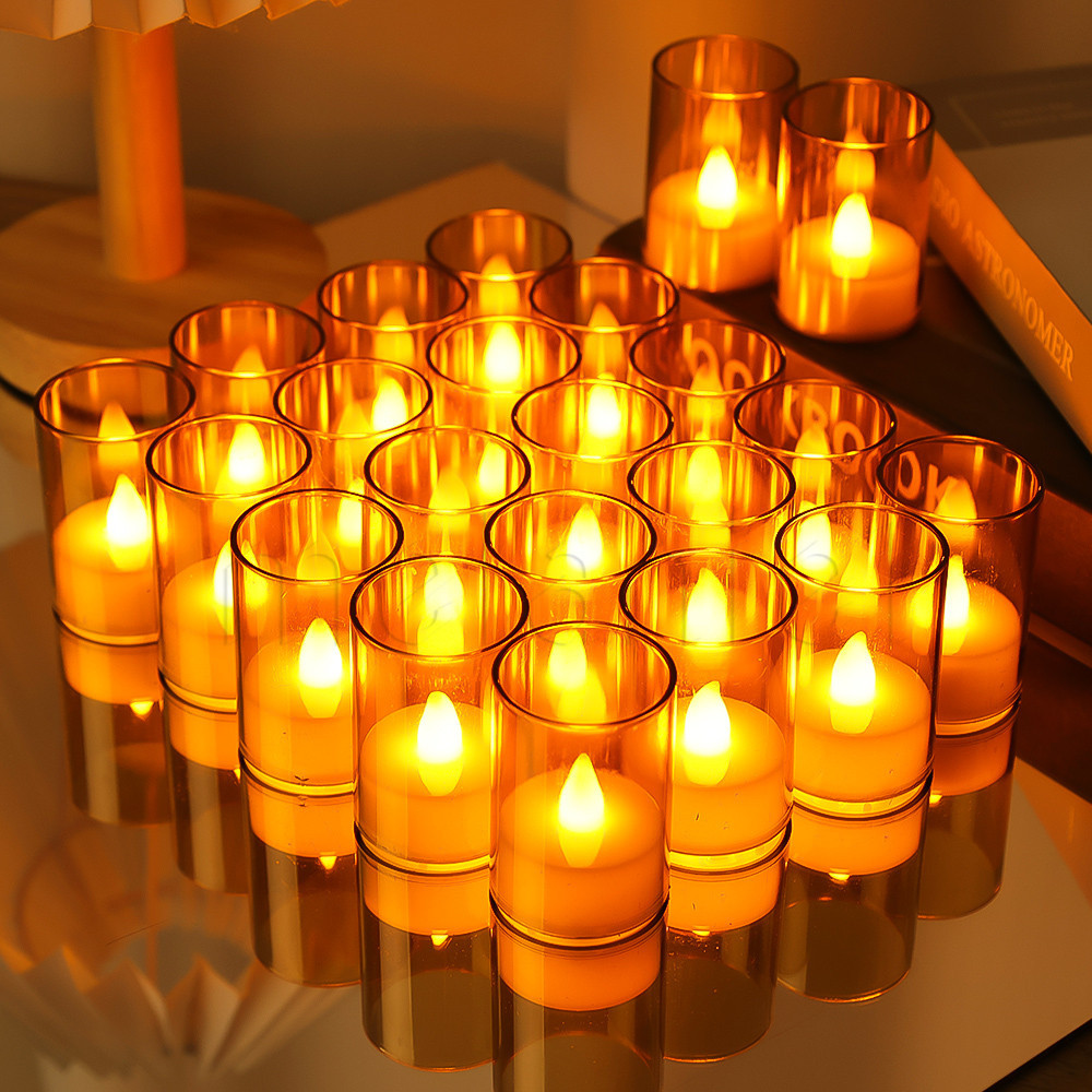 LED Electronic Candle Acrylic Cup - Flameless, Transparent, Mini ...