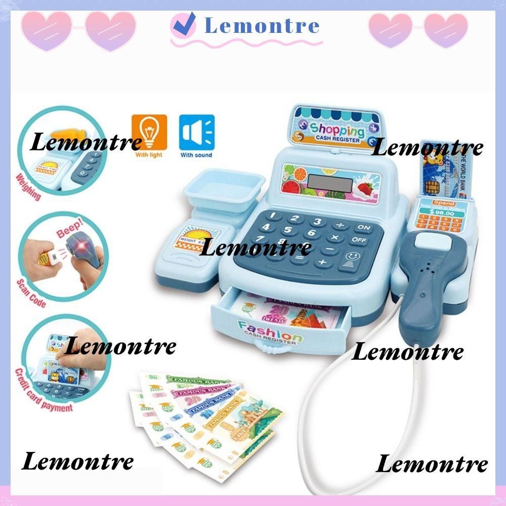 LEMONTRE Supermarket Cash Register, Lighting Play House Simulation Cash ...