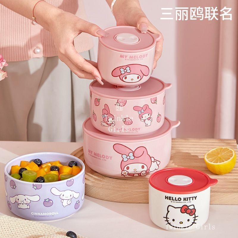 Genuine Cute Ceramic Crisper Microwaveable Lunch Box Cinnamoroll Hello ...