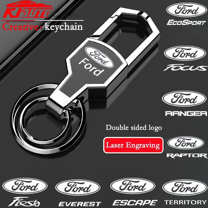 Ford Creative Metal Keychain Double Ring Stainless Steel Anti Loss ...