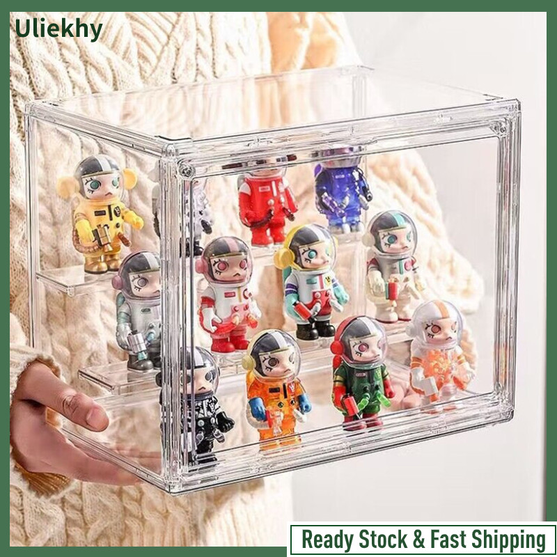 Uliekhy Acrylic Display Case Transparent Boxes Popmart Storage Organizer Stackable Magnetic ...