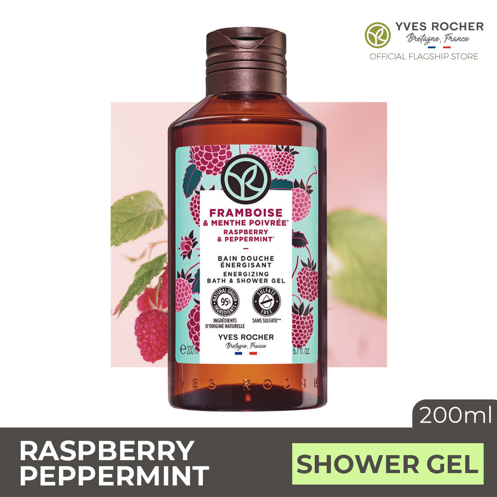 Yves Rocher Raspberry Peppermint Energy Shower Gel - 200ml Natural ...