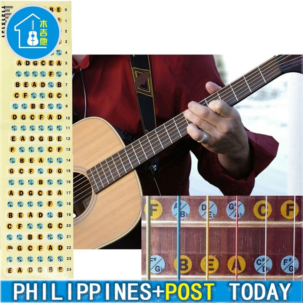 Guitar Fretboard Note Labels Fret Sticker For Electric Guitar Bass ...