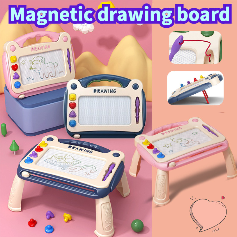 Kids Color Magnetic Drawing Board with Stand Writing Doodle Board Early ...