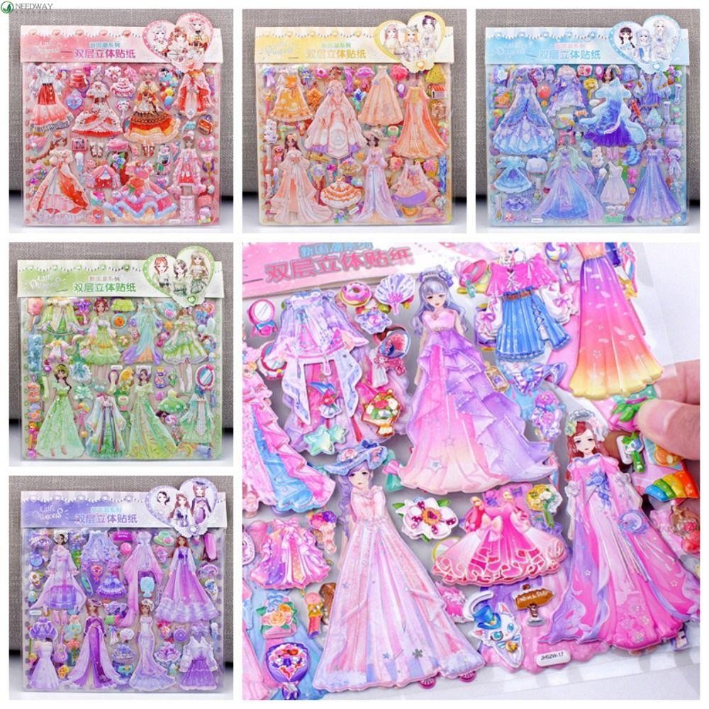 NEEDWAY Princess Changing Sticker, Double Layer Puffy Lace Skirt ...