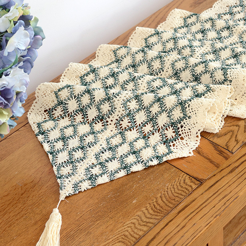 Pastoral Table Runner Cotton Thread Hollow Imitation Crochet Table ...