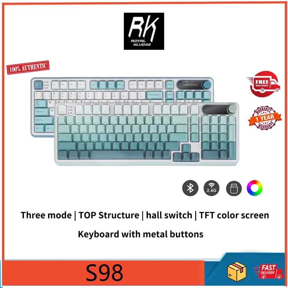 RK S98 three mode wireless customized mechanical keyboard, TFT color ...