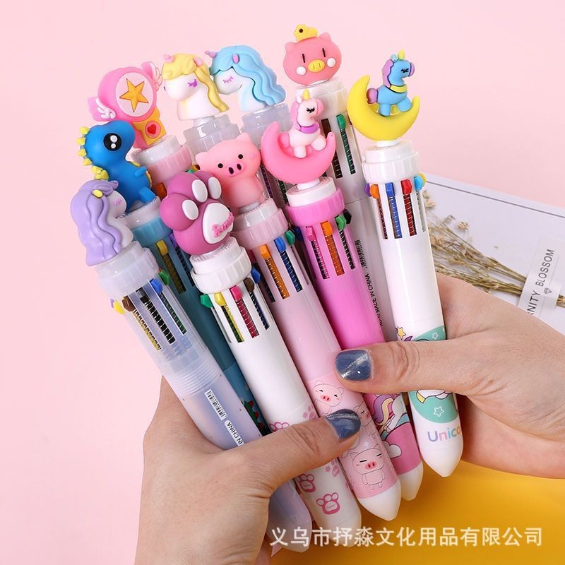 Influencer Ten-Color Ballpoint Pen Color Marker Pen Multi-Color Cute ...