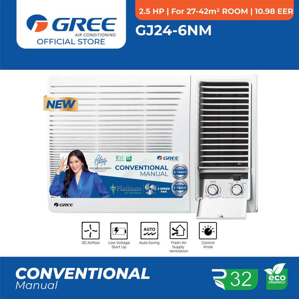 Gree GJ24-6NM 2.5HP Window Type Manual Non-Inverter Aircon | Shopee ...