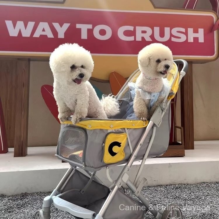 Puppy Stroller One-Click Open and Close Portable Foldable Double-Layer ...