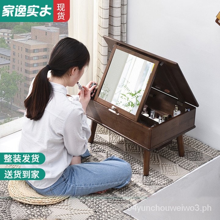 Solid Wood Bay Window Dressing Table Bedroom Small Apartment Mini ...