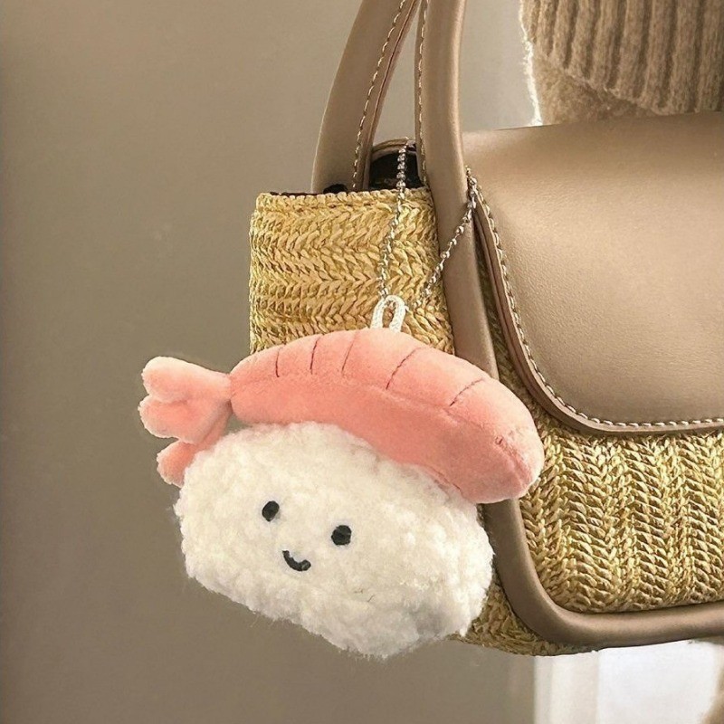 Cute Plush Doll Sushi Shrimp Keychain Key Rings Pendant Accessory As ...