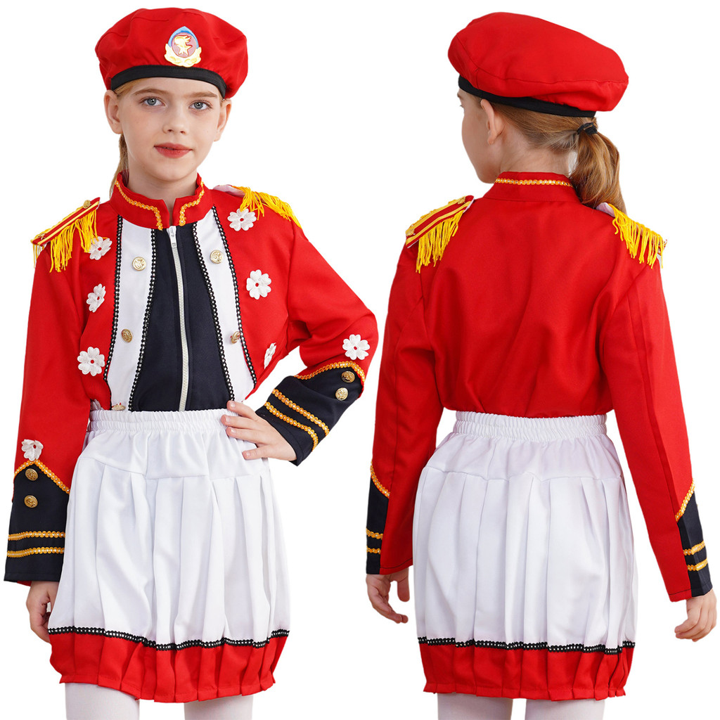 zz - 130-170 Kids Girls Drum Trumpet Team Uniform Marching Band Costume ...