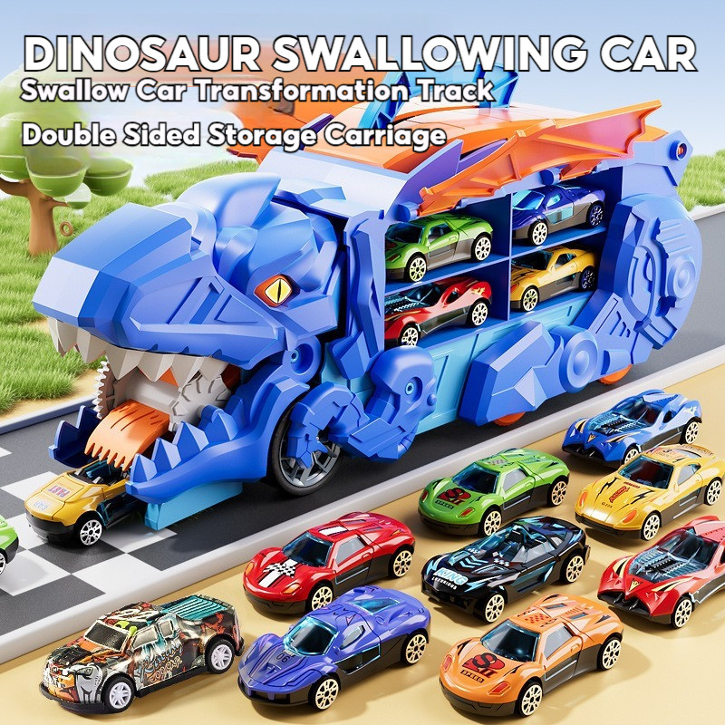 New Modified Big Dinosaur Monster Truck Toy Setwith 8 DieCast Racing ...