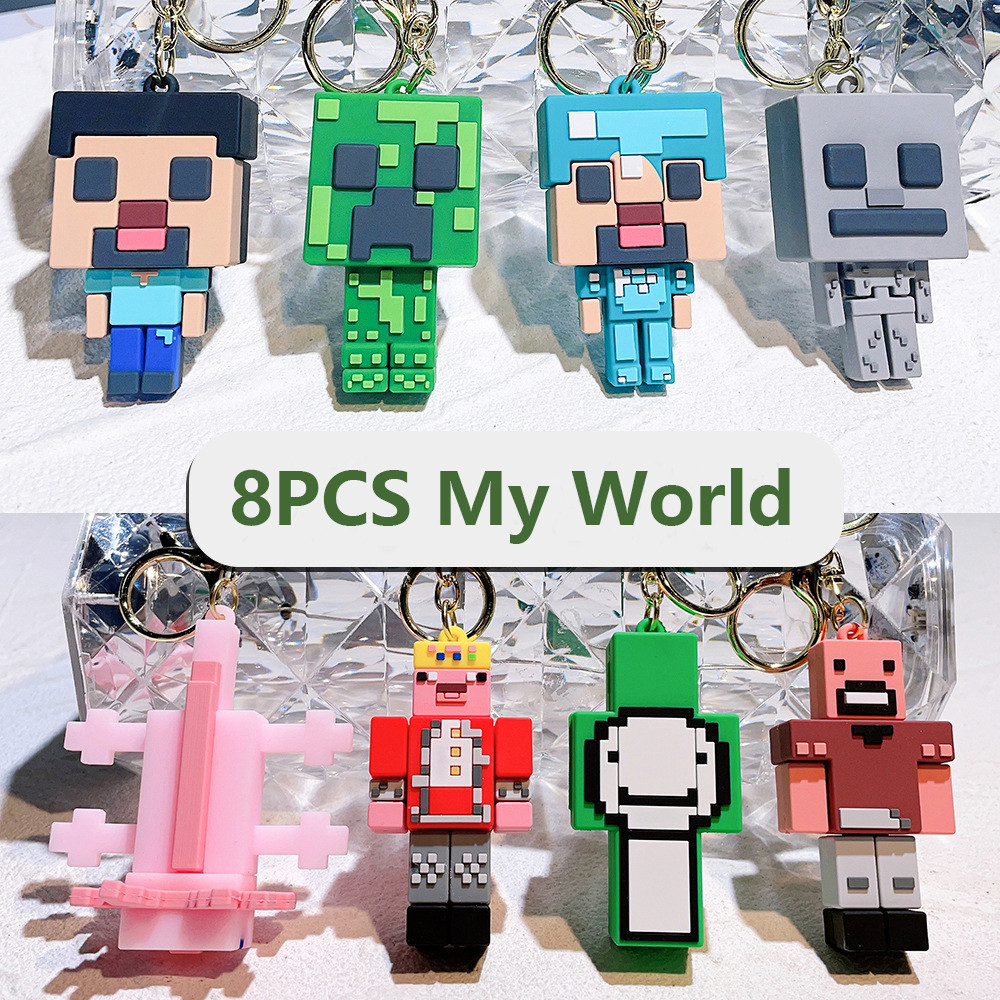 Minecraft Cartoon Character Model Toy Pixel Keychain Minecraft PVC ...