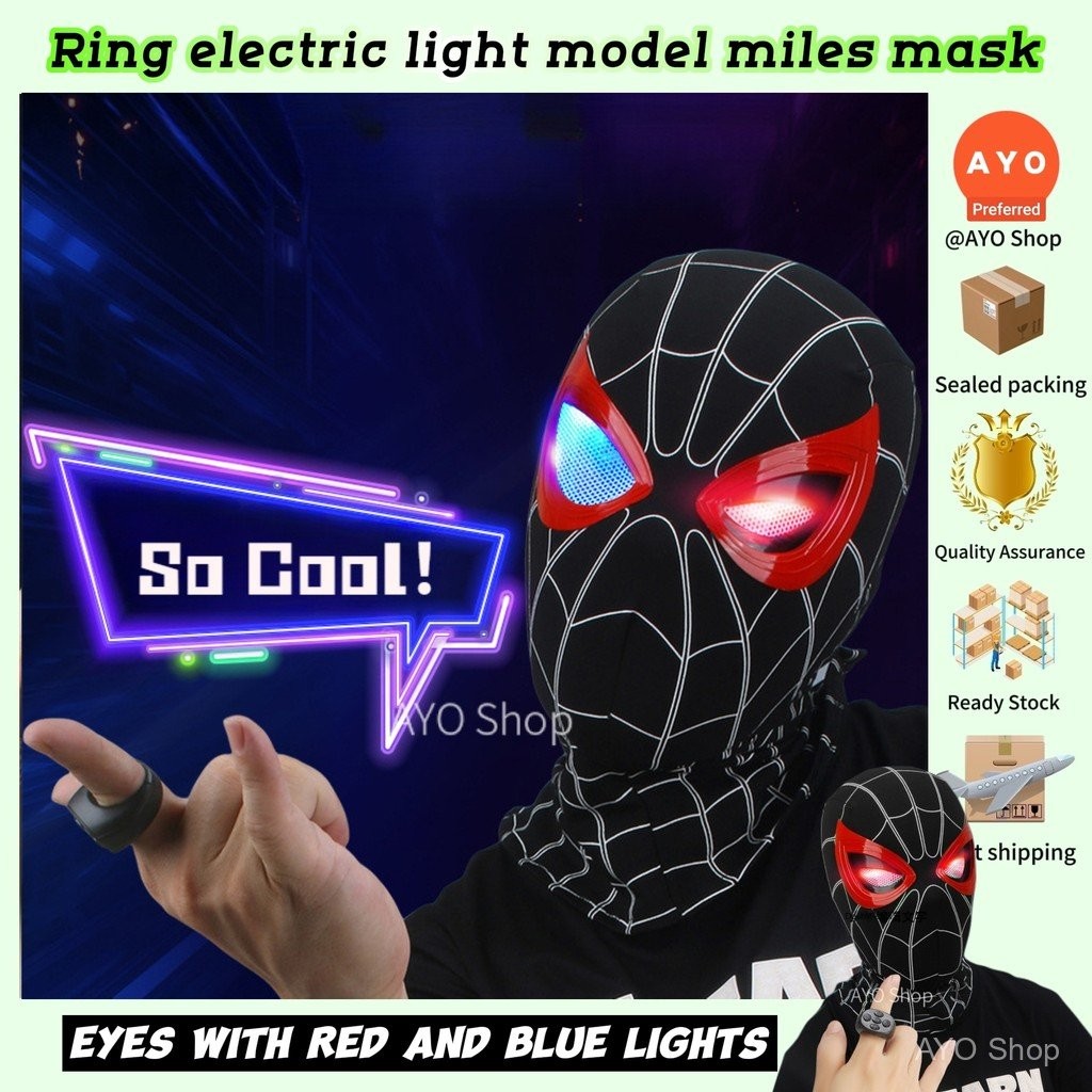 Halloween Spider-Man Headgear Electric Blinking Glowing Chin Control ...