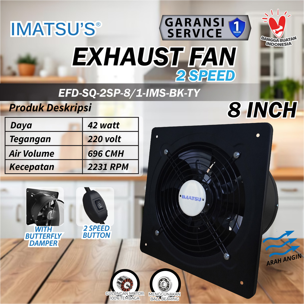 8 Inch Wall Air Duct Booster Fan 8" Inch 2 Speed Exhaust Fan Hexos Wall ...